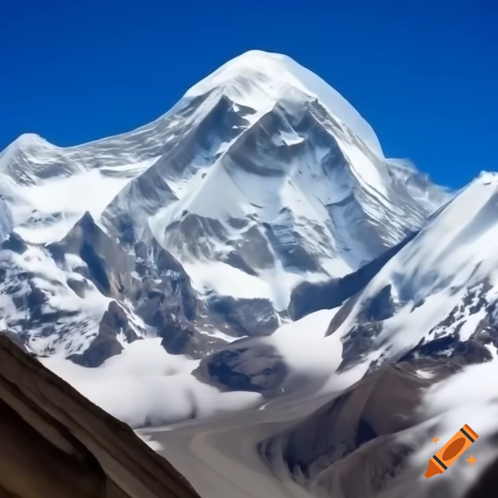 Snow-capped Mount Everest with stunning views on Craiyon