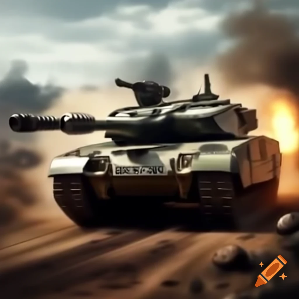 Realistic German Leopard 2A7 tank in action on battlefield on Craiyon