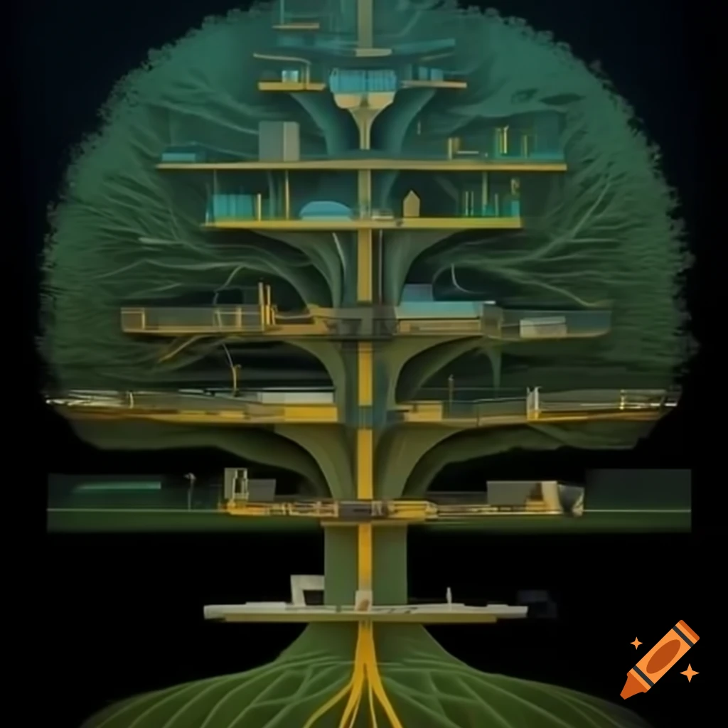 Stylized tree representing engineering disciplines with thumbprint ...