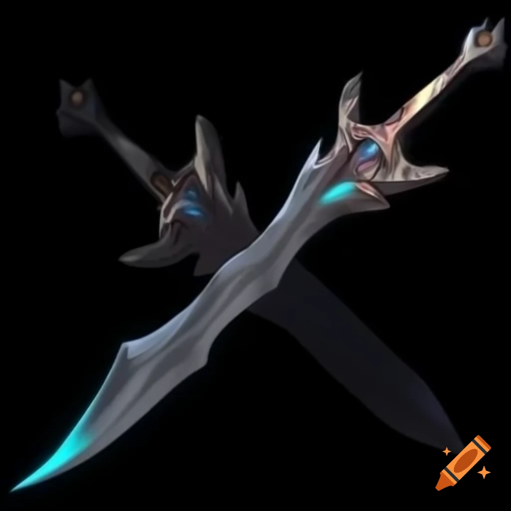 Sleek sword and dagger combo designed for a rogue with a curved ...