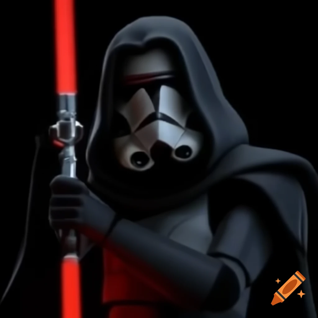 Shadow trooper with hood and lightsaber from Star Wars on Craiyon