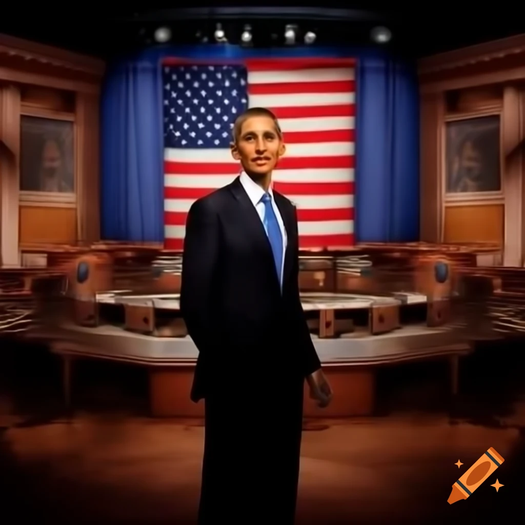 Barack Obama standing confidently with American flag in vibrant ...