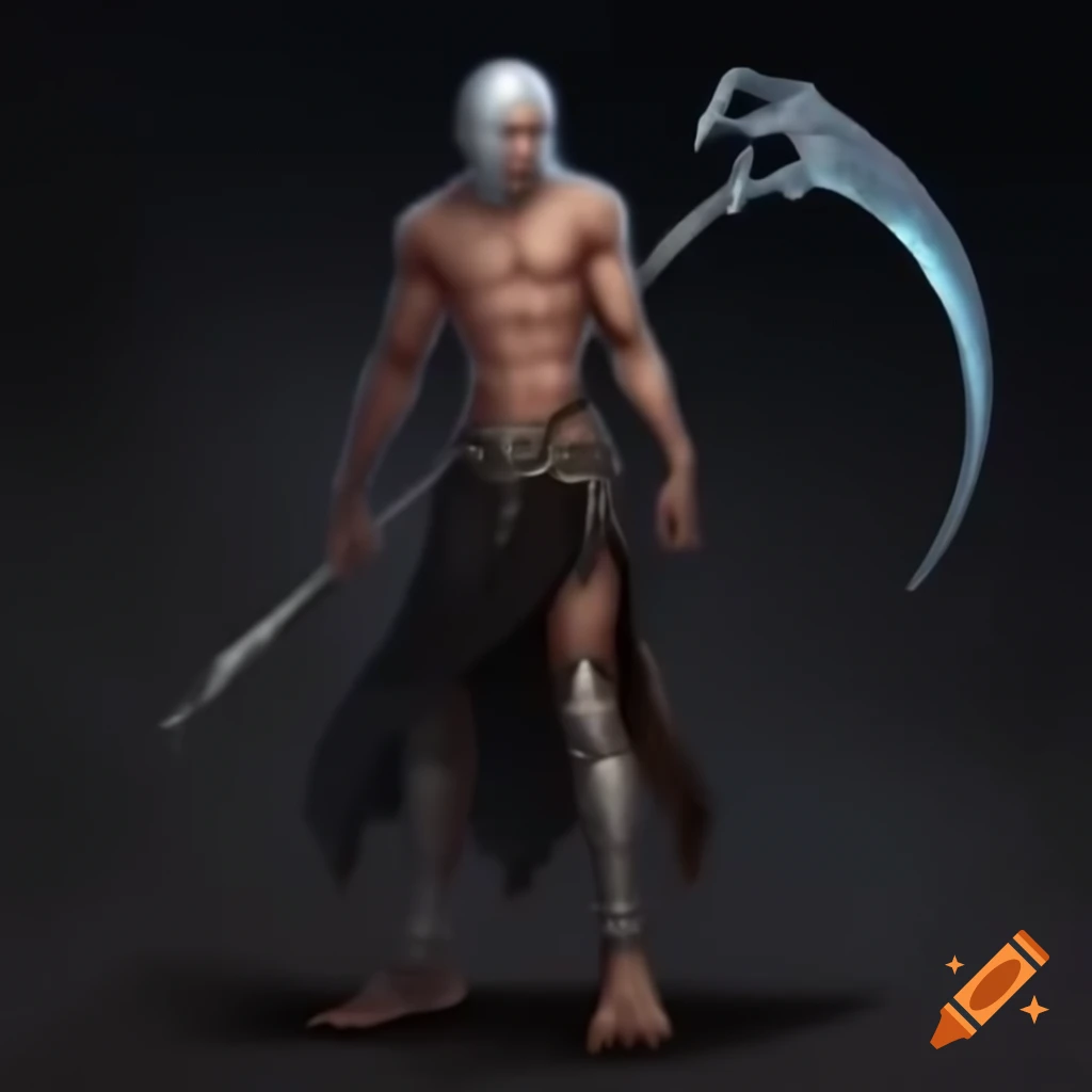 Character with athletic build and silvery-copper skin illustrating ...