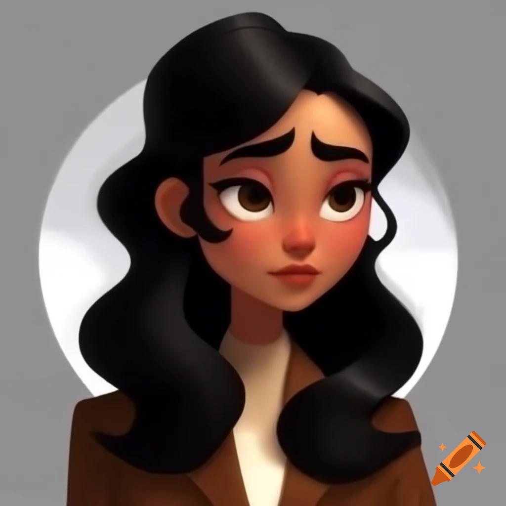 Female office professional with tan skin and long dark wavy hair in ...