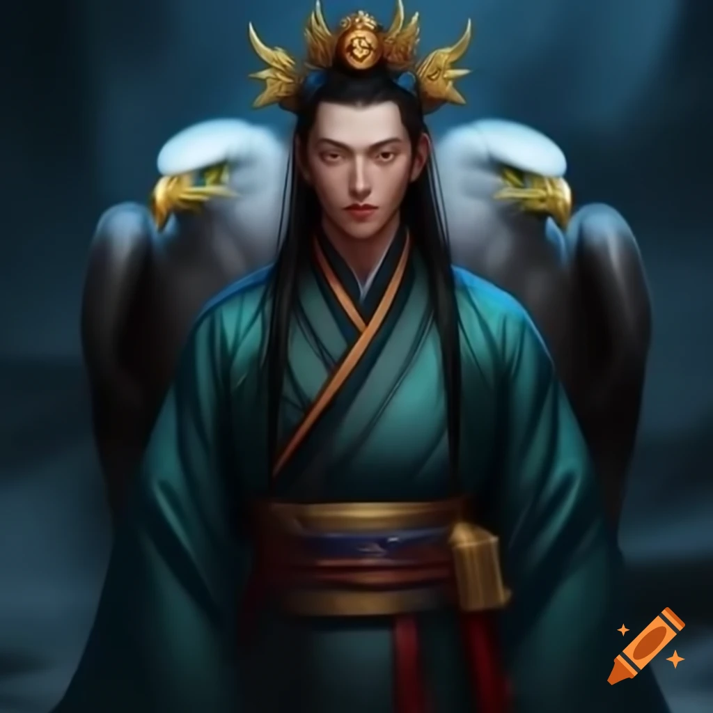 Mysterious ice-cold man with eagle eyes in dramatic setting on Craiyon