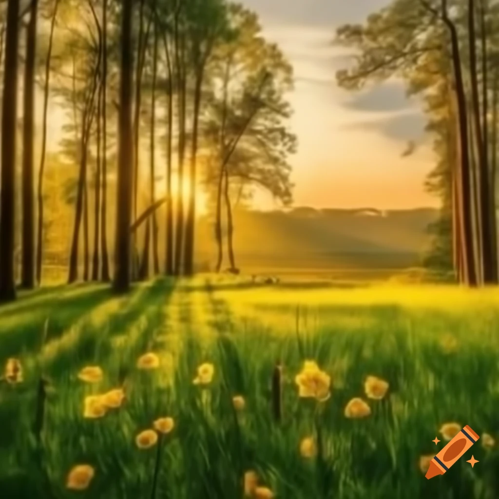 Beautiful spring morning in nature on Craiyon