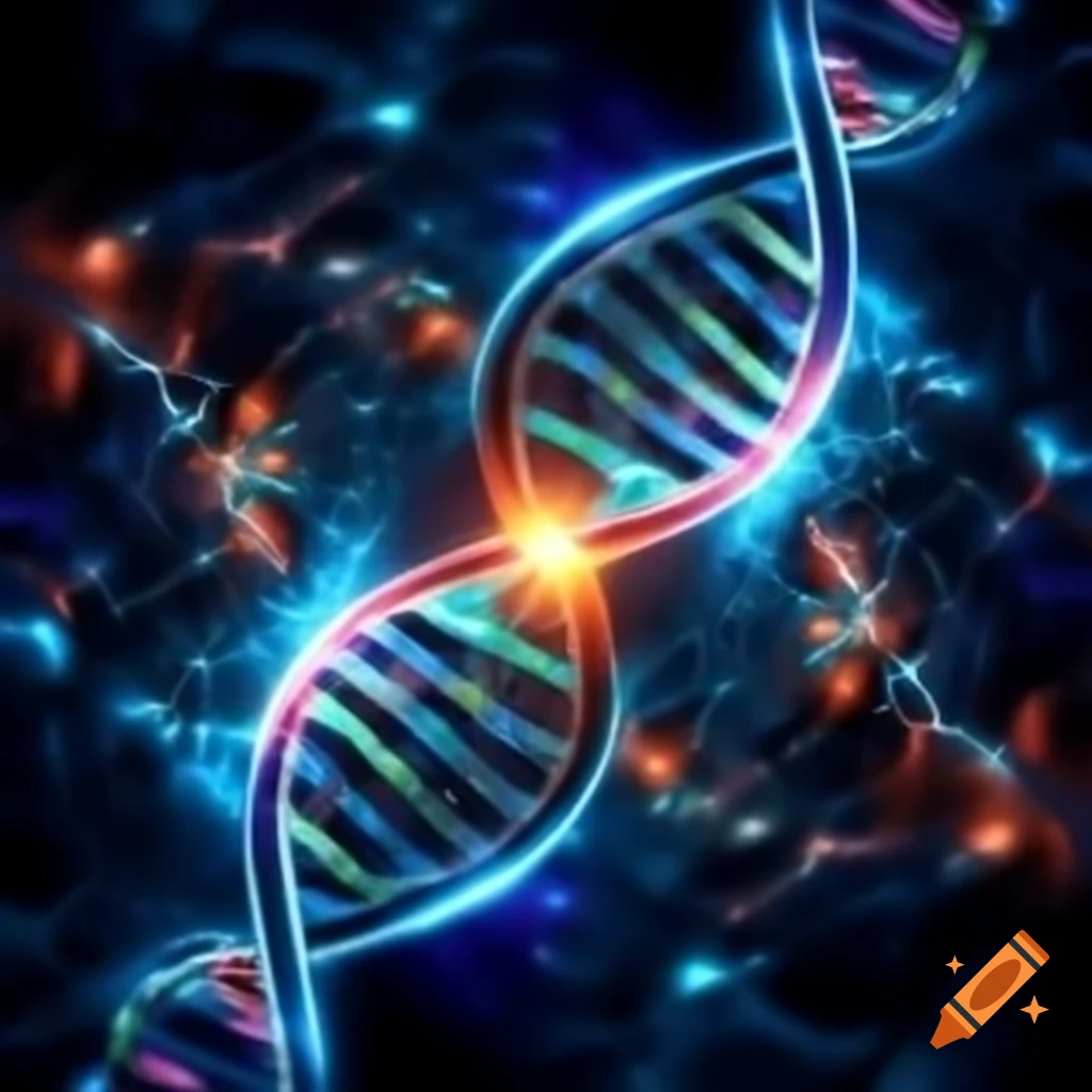 Visual representation of quantum healing and DNA activation on Craiyon