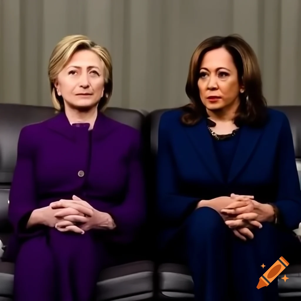 Hillary Clinton and Kamala Harris sitting on a couch looking upset on ...