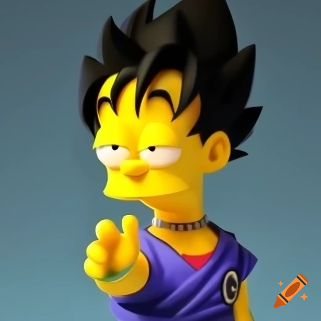 Future gohan from dbz in the simpsons art style with one arm on Craiyon
