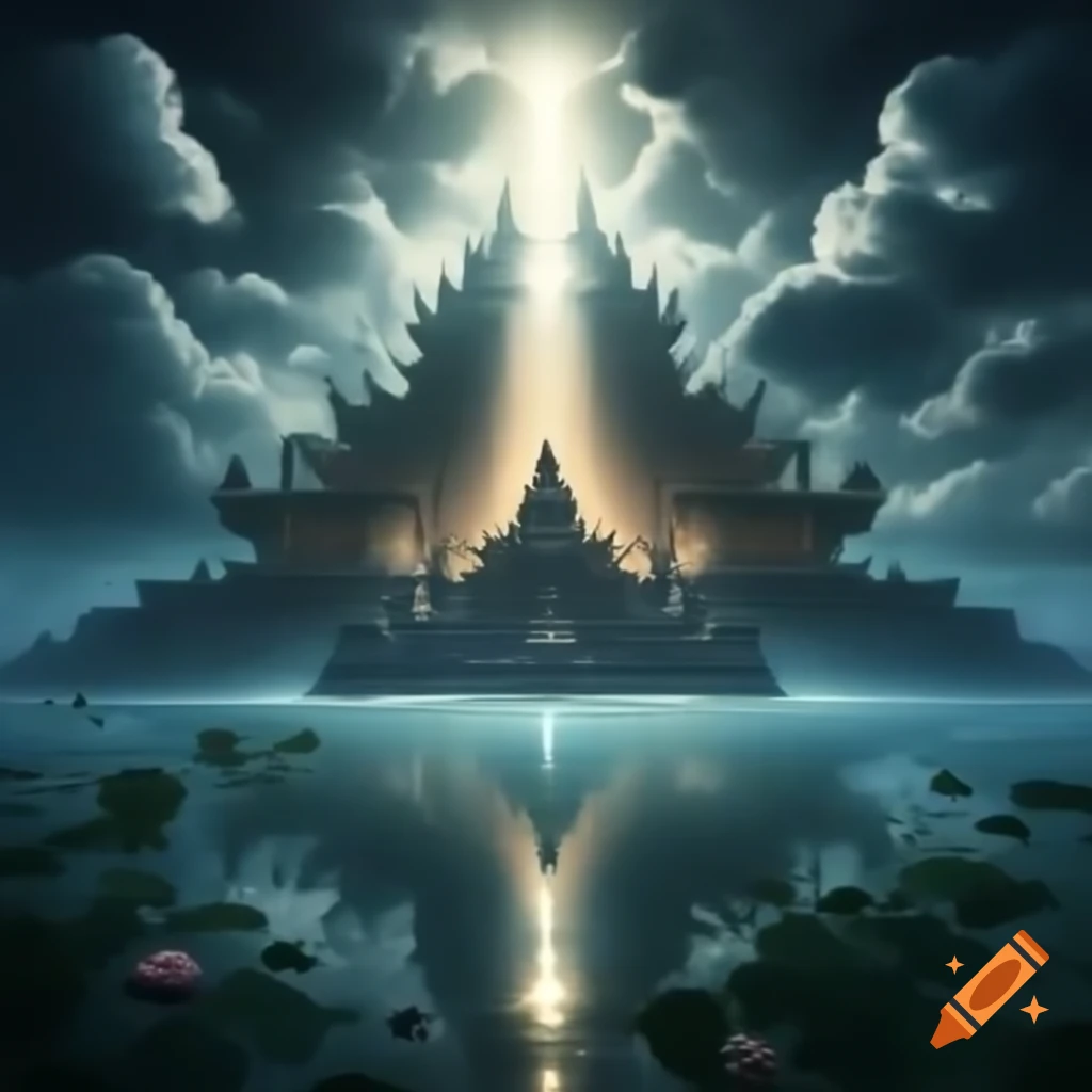 Celestial Jade Palace atop glowing clouds on Craiyon