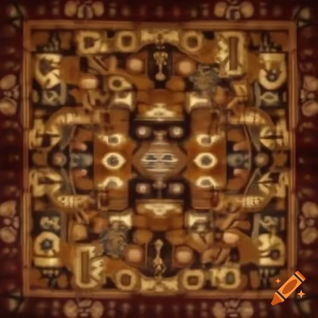 Whimsical antique rug from 1900 with dwarven motifs and golden designs ...