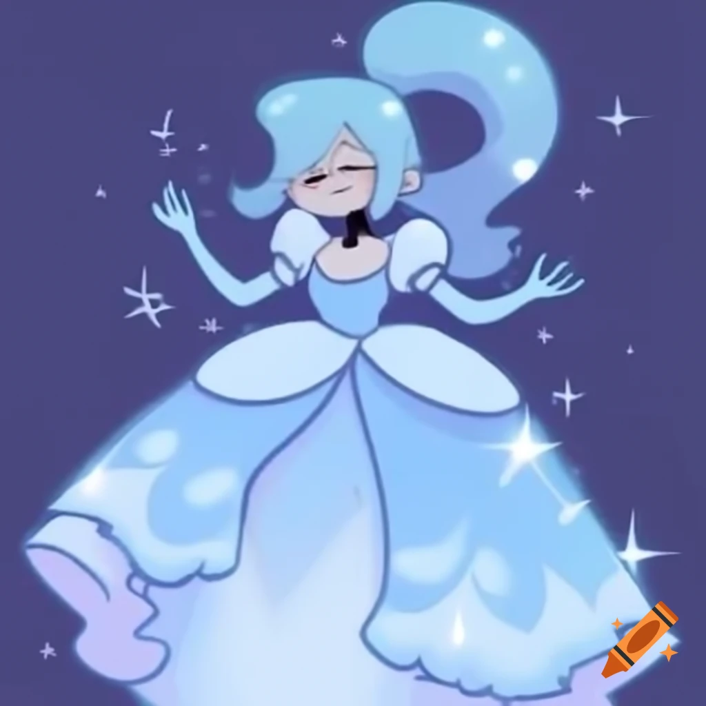 Fnf boyfriend in cinderella gown with sparkles and light blue hair on ...