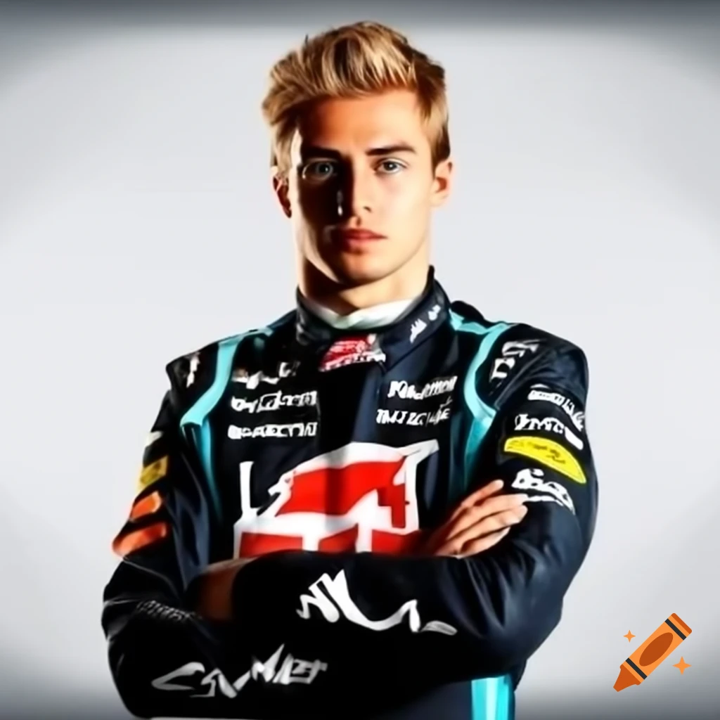 Formula One driver from Haas team with arms crossed, blond hair and ...