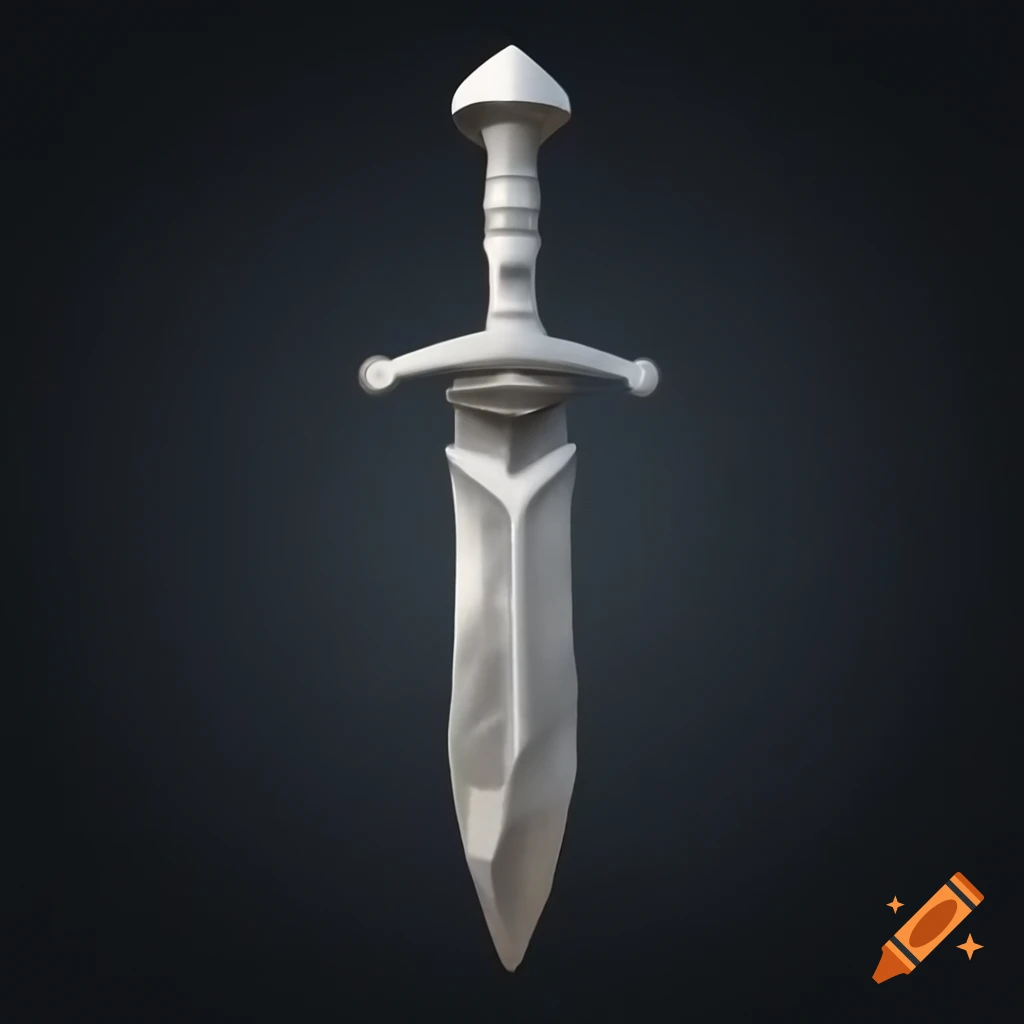 Cracked silver dagger viewed from the front, blade pointing downward on ...