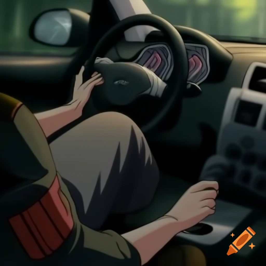 Anime-style hand shifting gear in car transmission, resembling naruto's ...