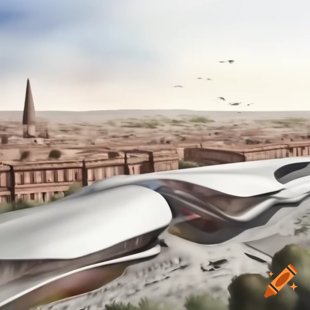 Futuristic Toulouse 2045 with sleek architecture and flying vehicles on ...