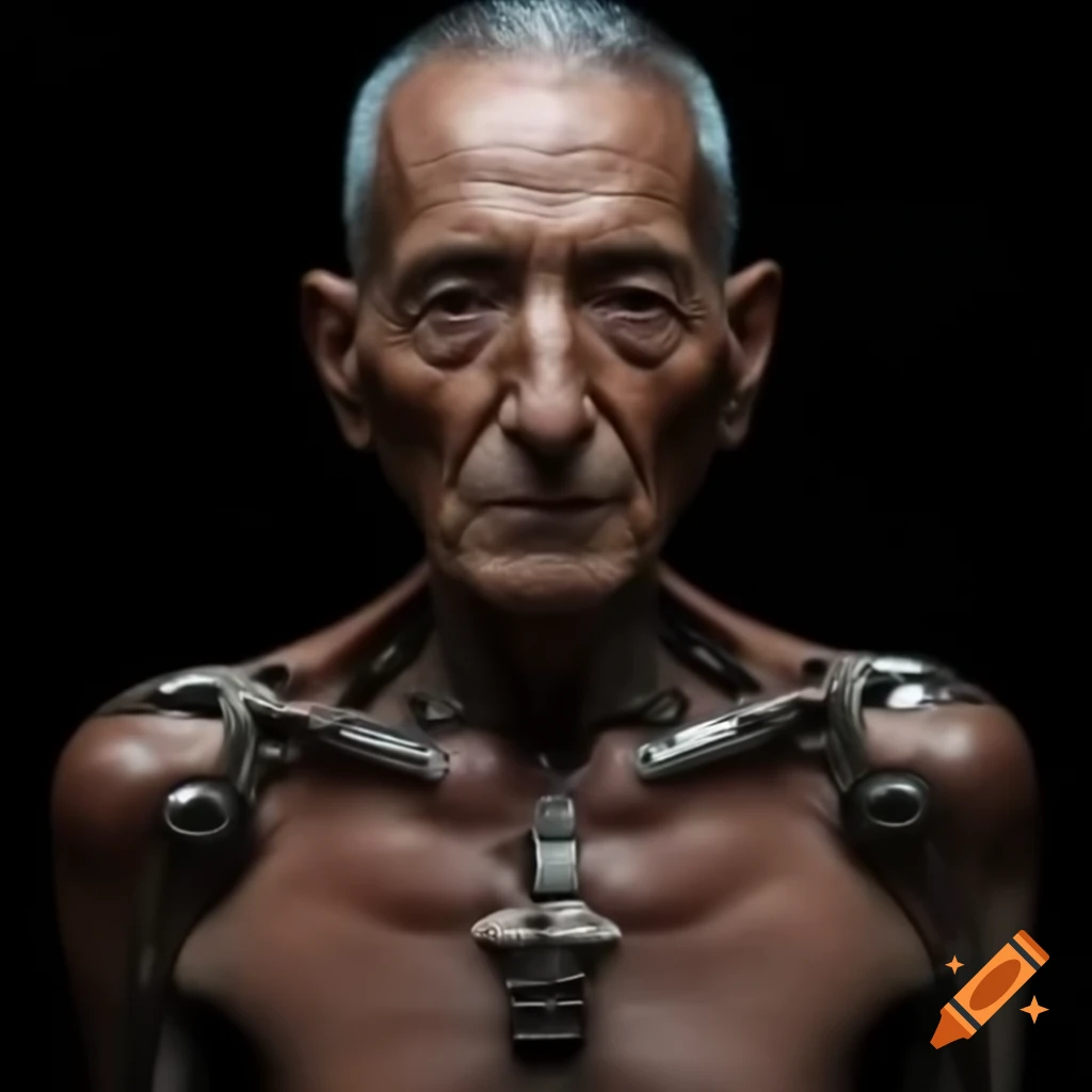 Photorealistic portrait of a 35-year-old man with asymmetrical face and ...