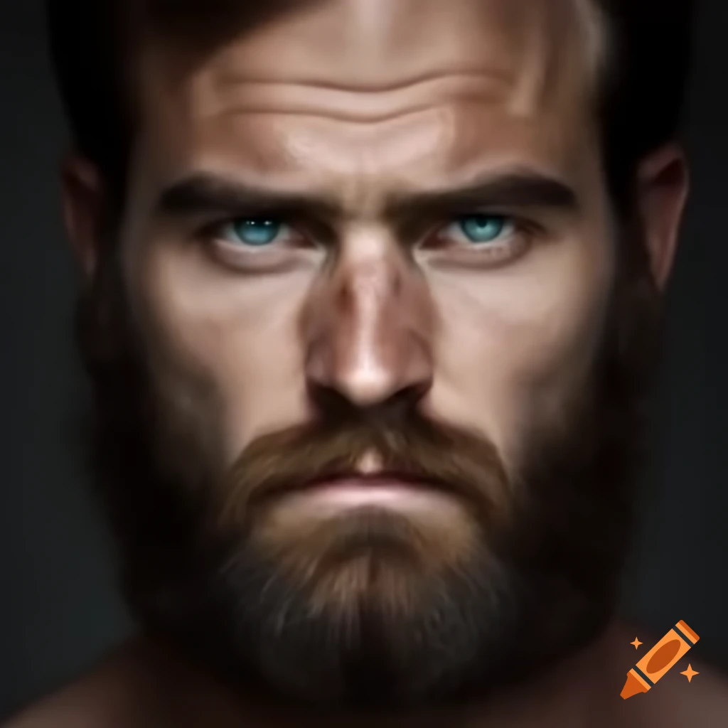 Dain Aetos from Fourth Wing, tan skin, sandy-brown eyes, trimmed beard ...