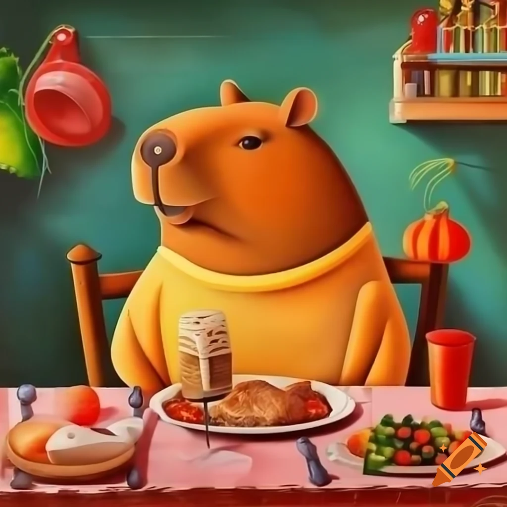 Logo design for a family-friendly capybara-themed restaurant, focusing ...