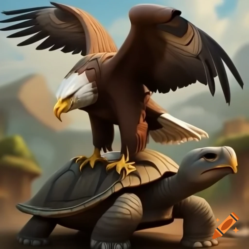 Eagle flying with elephant, turtle, and tree trunk in ancient indian ...