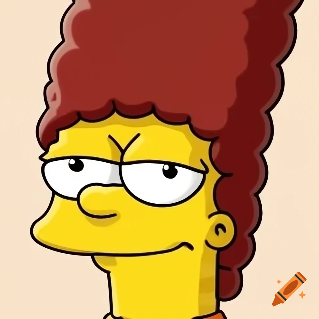 Character design of marge simpson with dark red hair on Craiyon