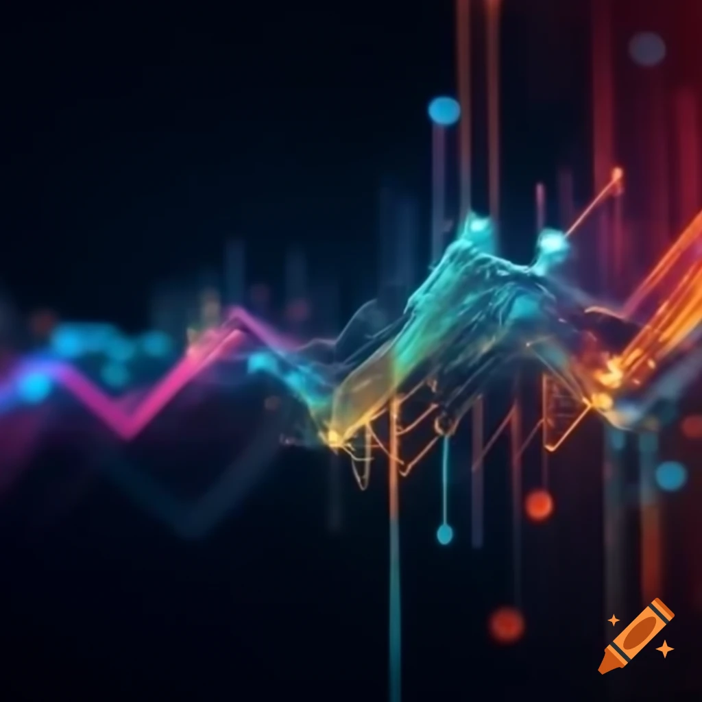 Abstract digital data flows into futuristic machine generating creative ...