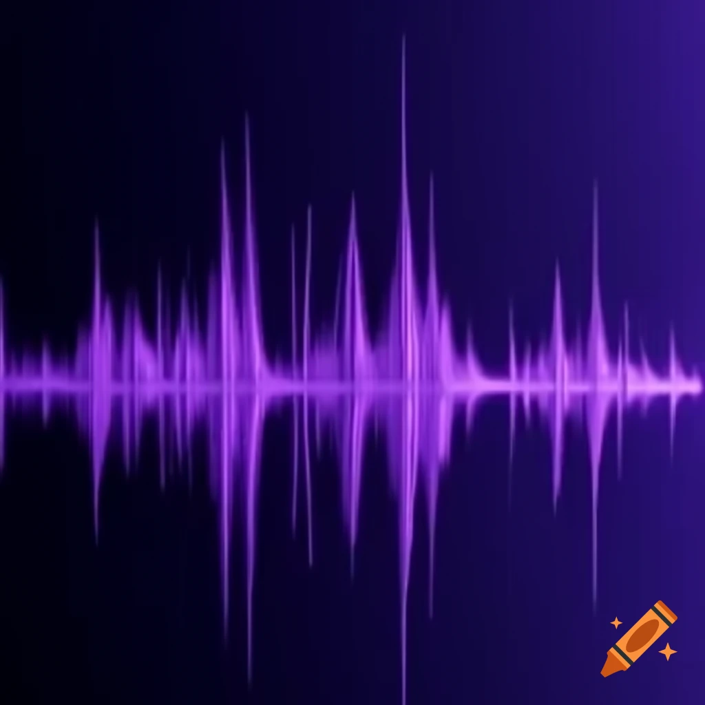 Stylish purple waveform transforming into the word audiobuddy on Craiyon