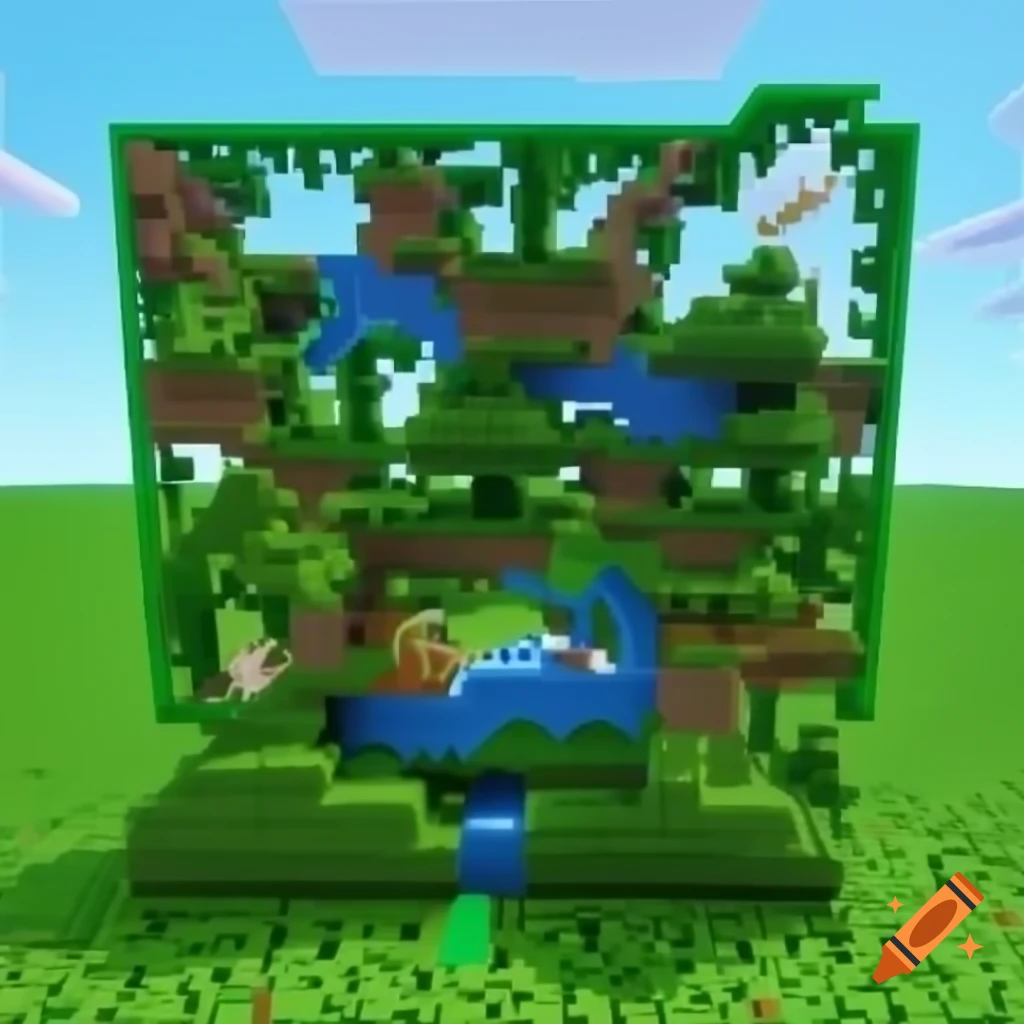 Thumbnail design for Roblox map featuring Minecraft obby elements on Craiyon