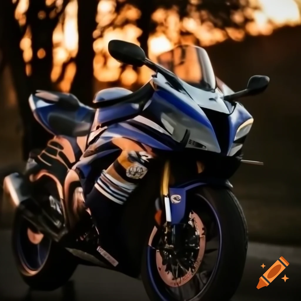 Suzuki GSX-R motorcycle with fiery design and black frame on Craiyon