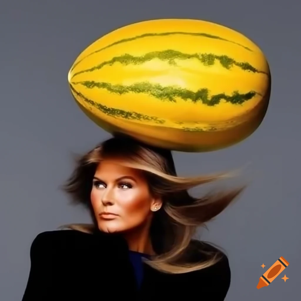 Caricature of Melania Trump with exaggerated melon-shaped head on Craiyon