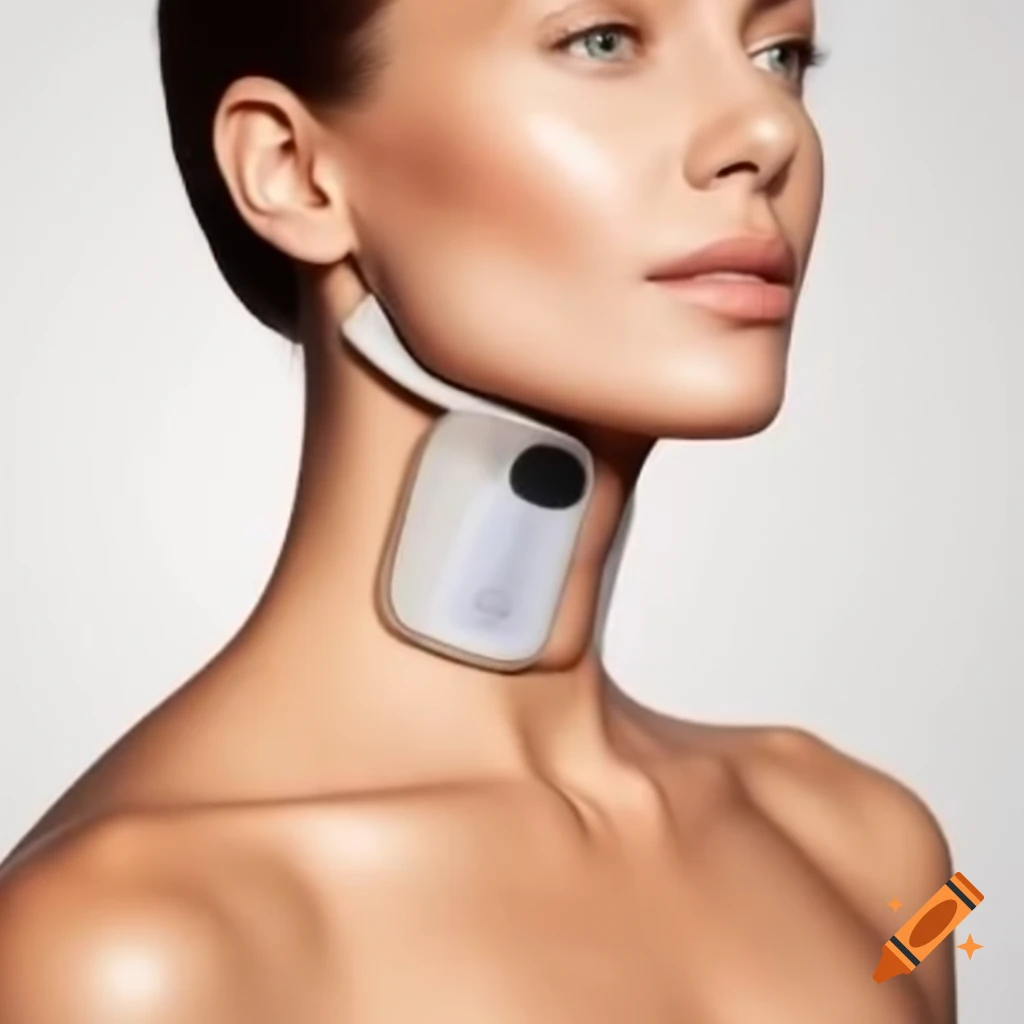 Close-up of wearable device on neck for dysphagia treatment utilizing ...