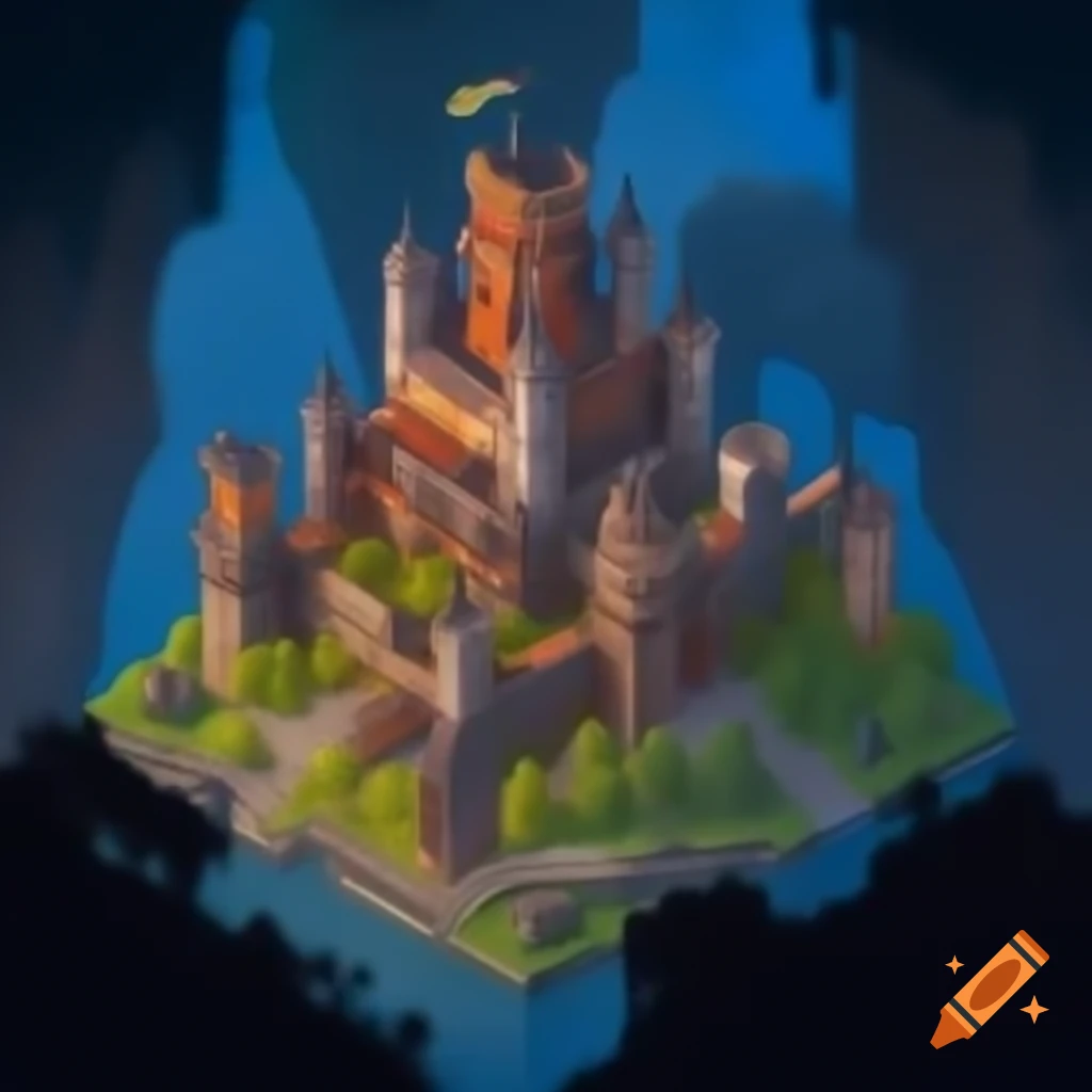 2d illustration of a castle on Craiyon