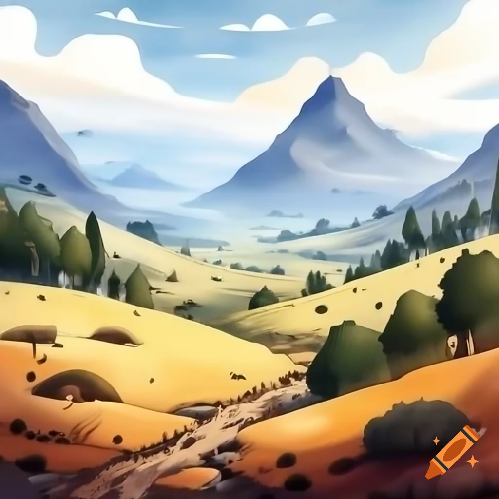 Detailed depiction of a prehistoric valley on Craiyon