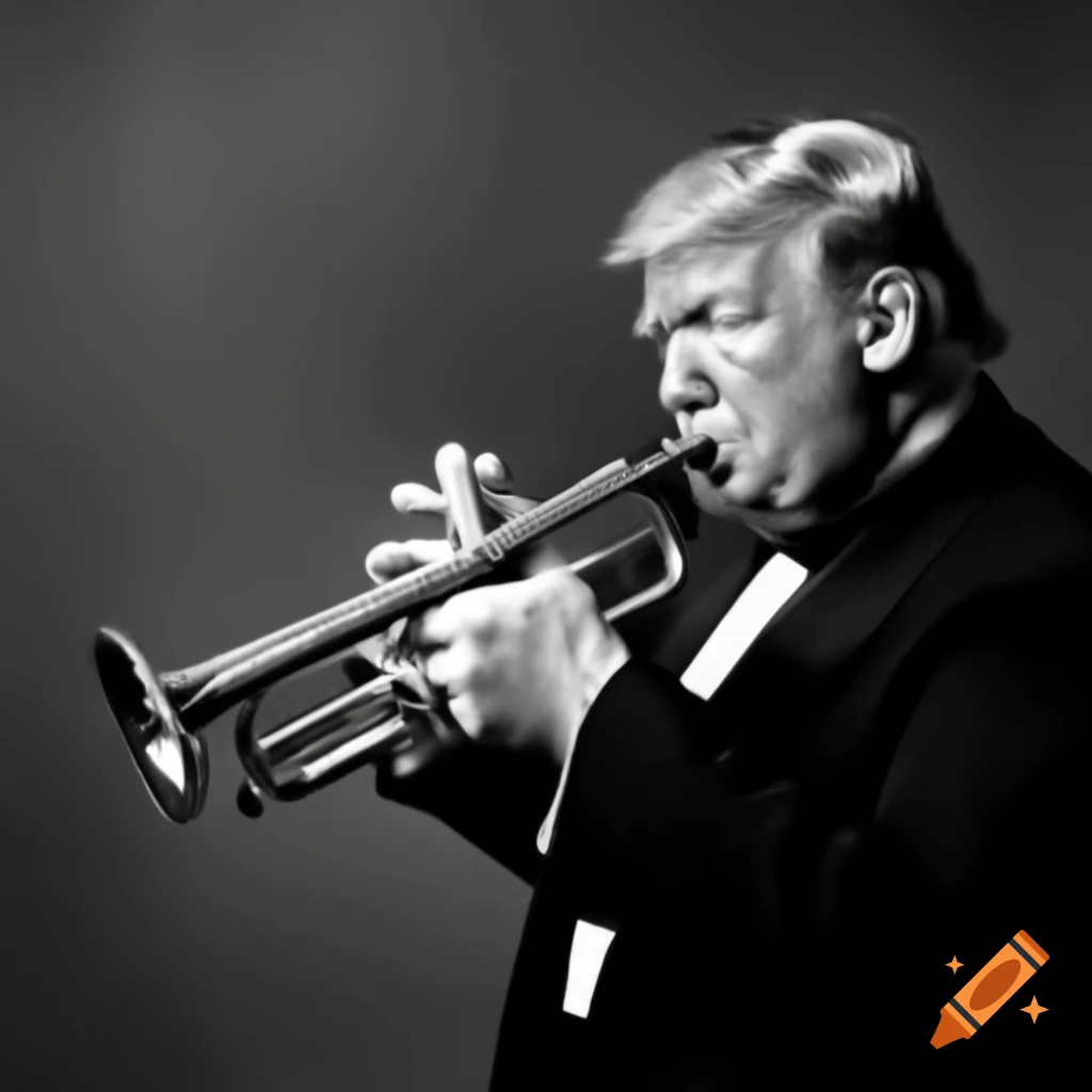 Political figure playing the trumpet on Craiyon