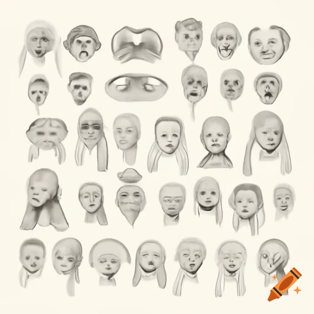 Gallery of diverse human face drawings showcasing various artistic ...