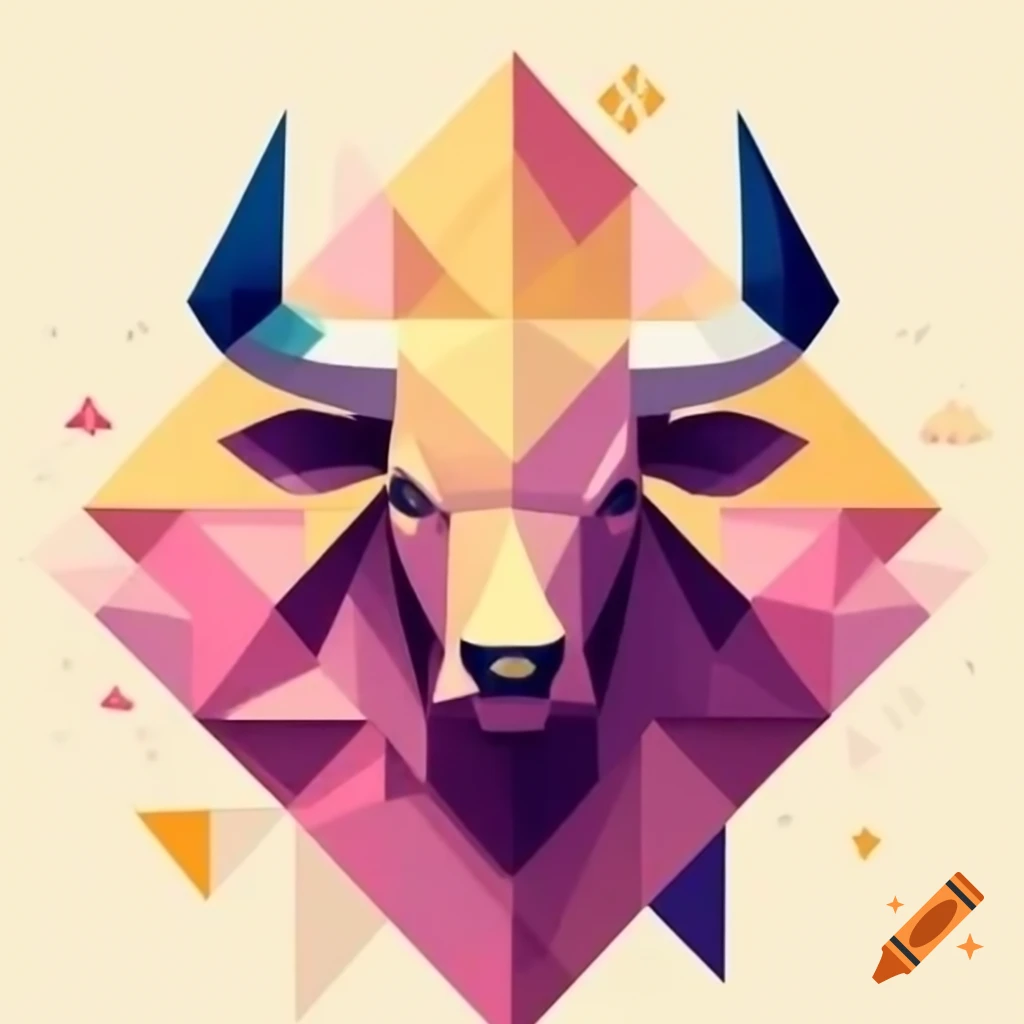 Geometric origami styled sketch of taurus zodiac sign on Craiyon