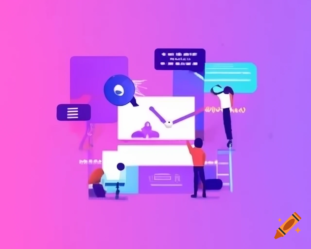 Vibrant welcome graphic for UX research conference with purple and pink ...