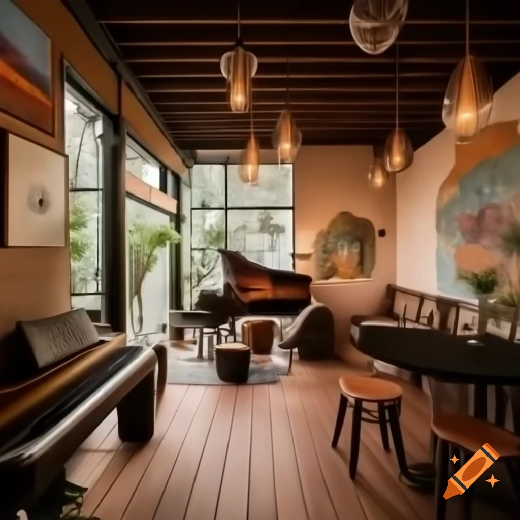 Cozy soul studio with grand piano and easels for creative activities on ...
