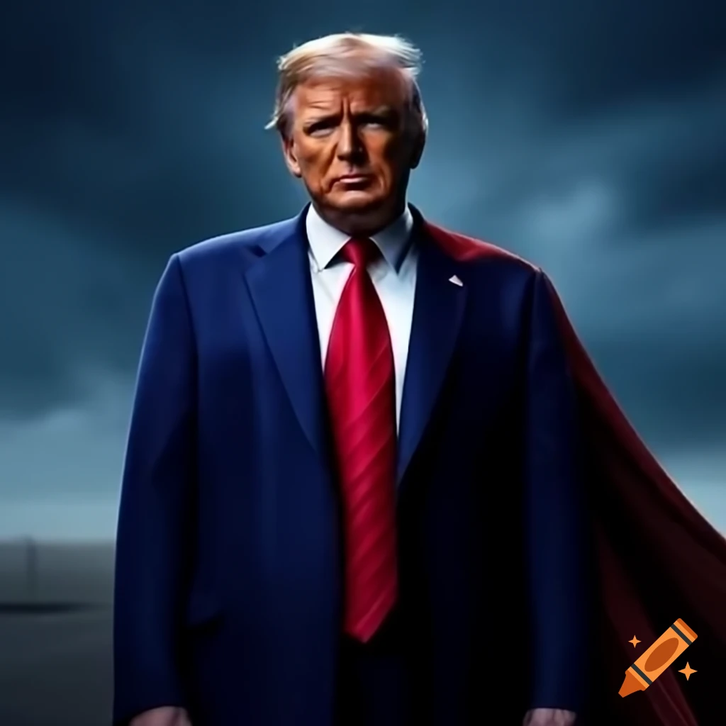 Donald Trump depicted as a superhero wearing a cape on Craiyon