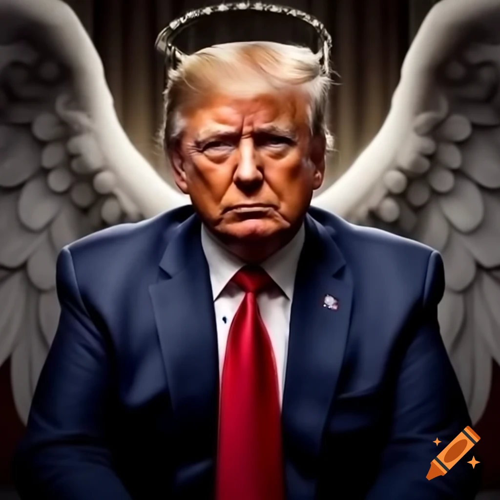 Artistic representation of a political figure as an angel on Craiyon