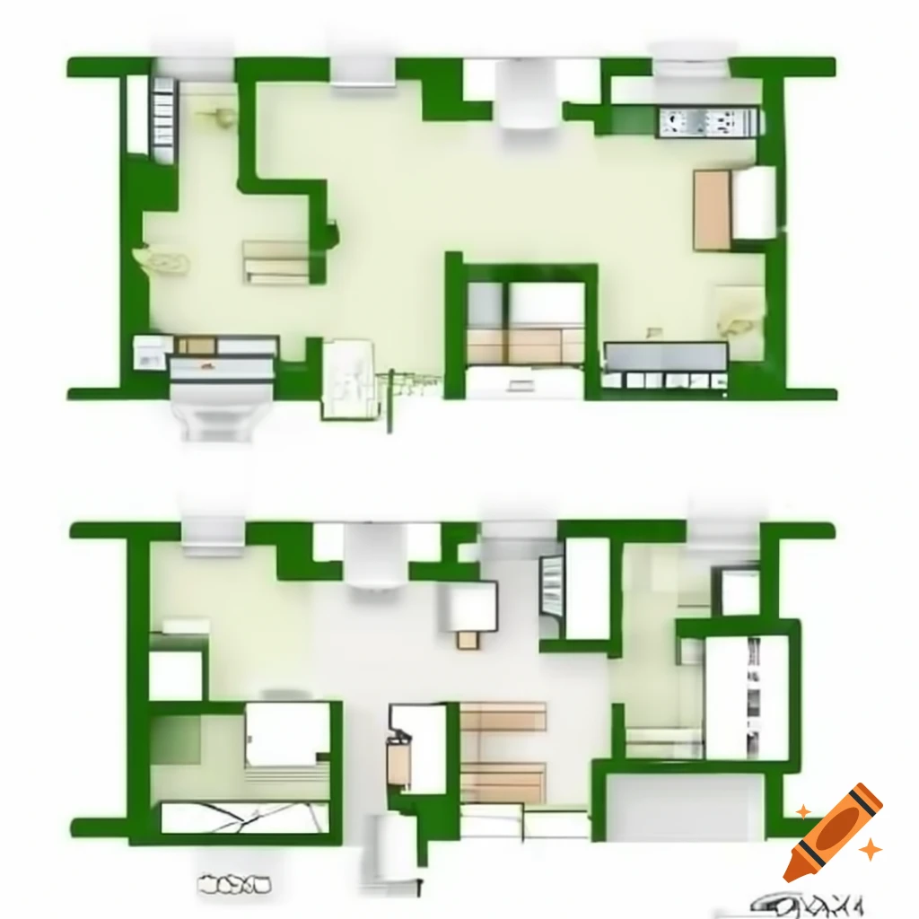 Detailed floor plans for a two-story commercial building with design ...