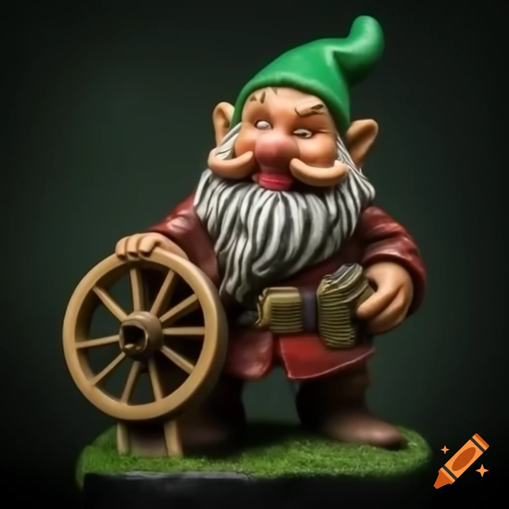 Irish dwarf using a spinning wheel on Craiyon