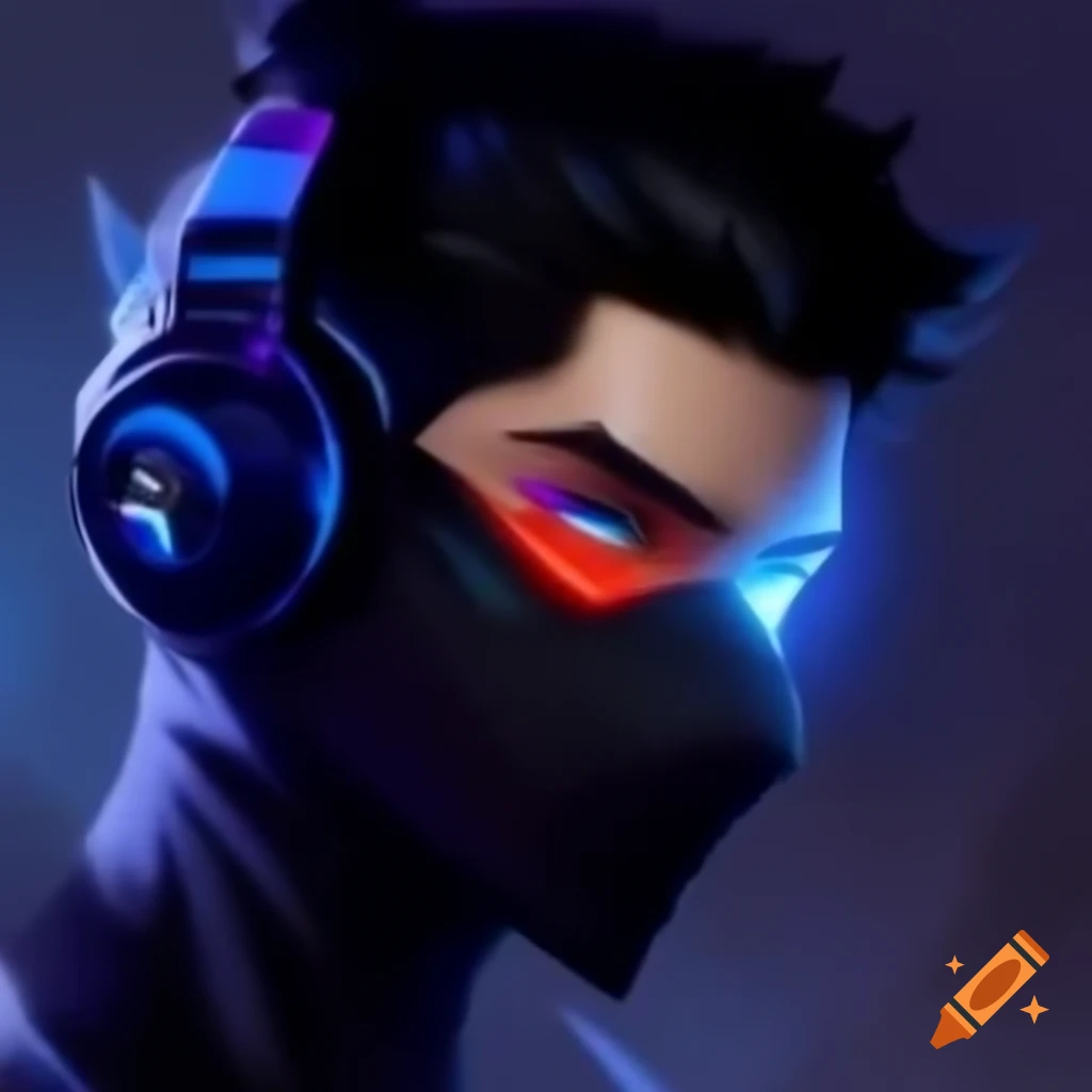 Animated face of a young serious gamer man on Craiyon