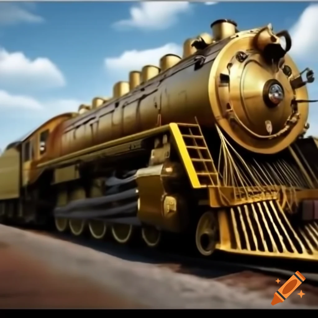 Golden train engine on Craiyon
