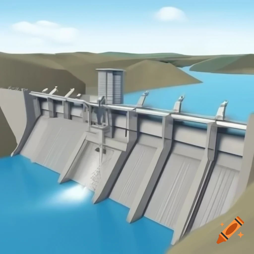 Detailed AutoCAD drawing for a hydroelectric dam design with ...