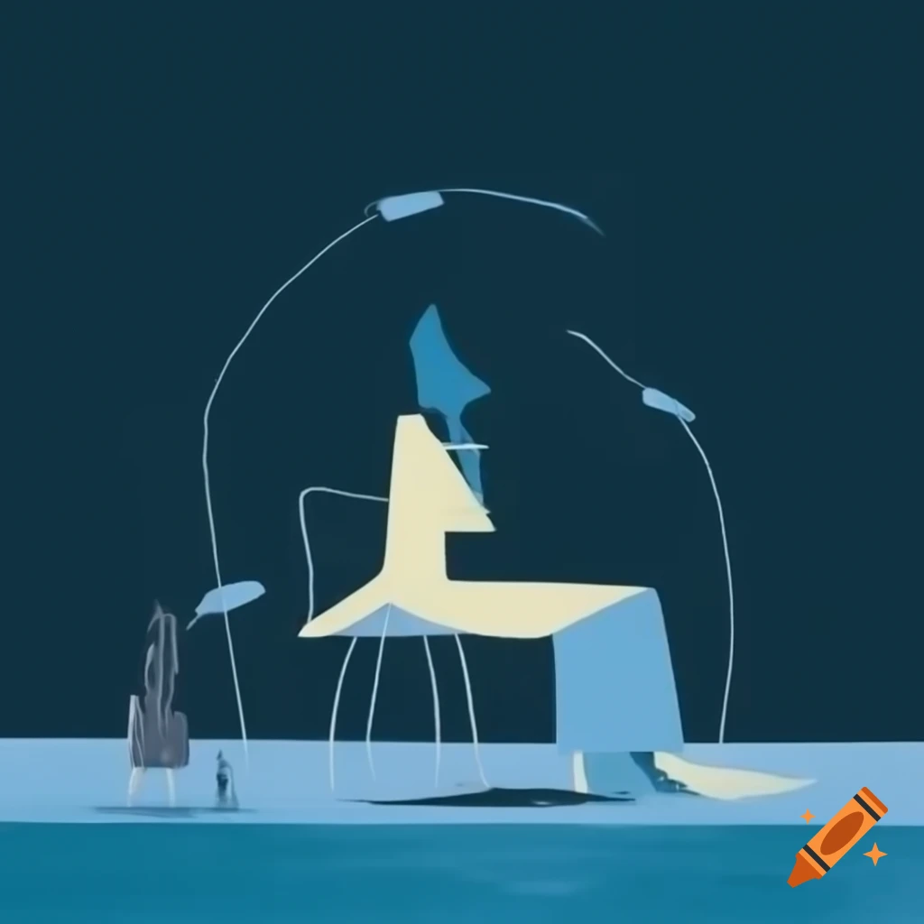 Surreal minimalist scene with strange forms and mist on Craiyon