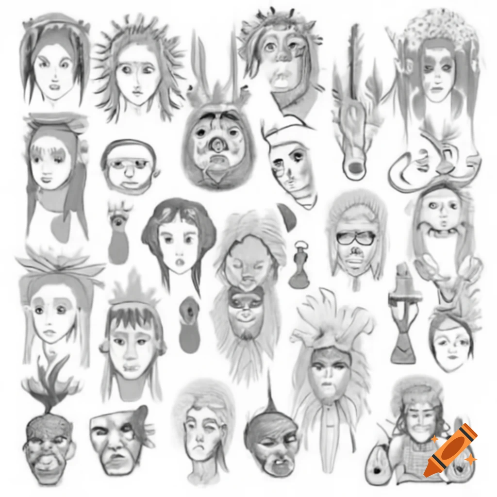 Gallery of diverse human face drawings showcasing various artistic ...