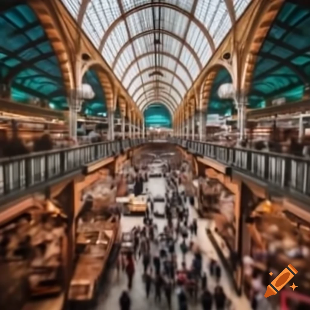 Marketplace bustling with activity on Craiyon