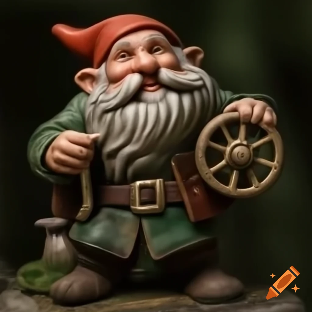 Irish dwarf using a spinning wheel on Craiyon