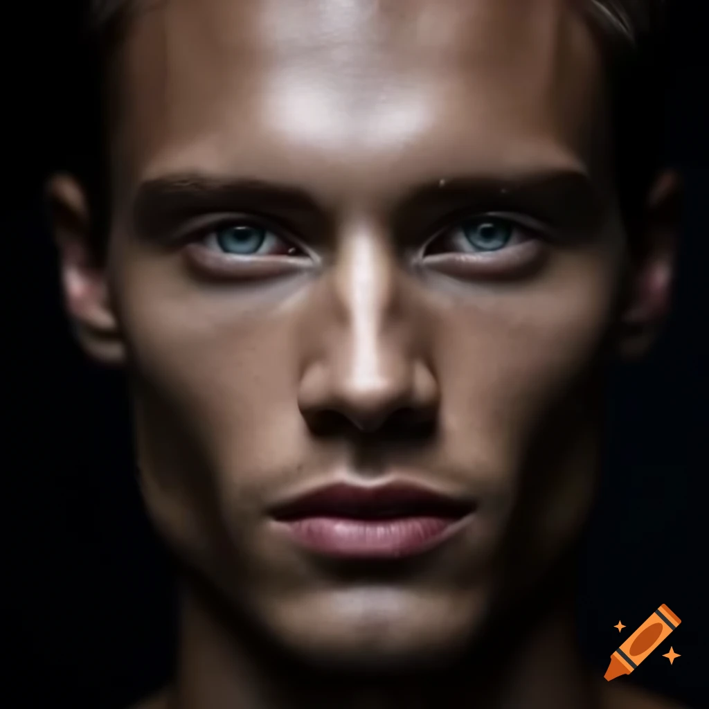 Realistic portrait of a young Belgian man with dramatic lighting on Craiyon
